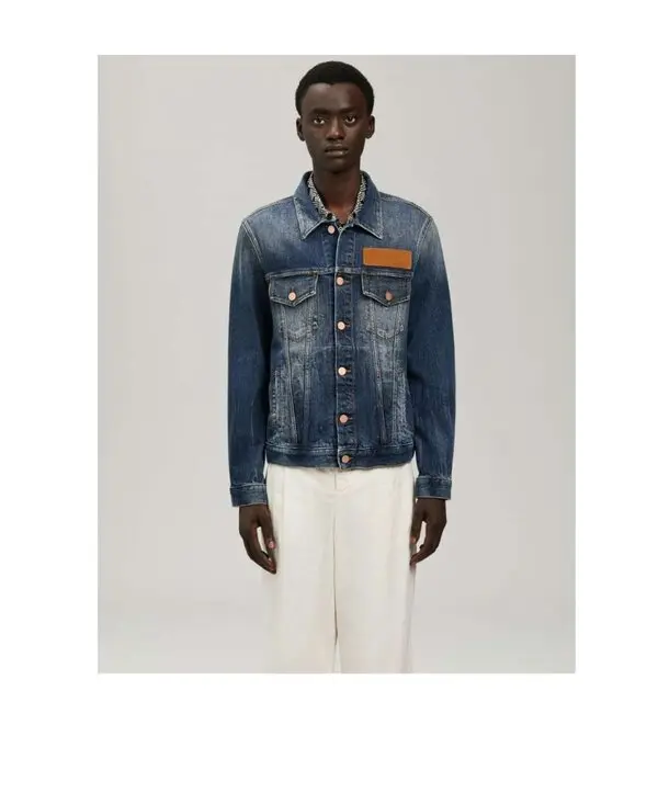 Palm Angels Logo Embroidered Denim Jacket