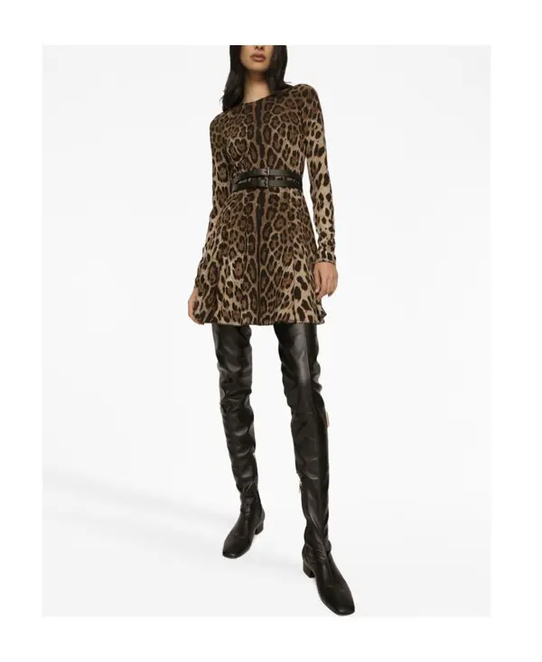 Dolce & Gabbana Leopard Print Mini Dress - Black