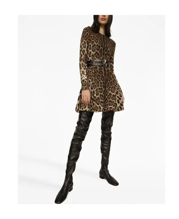 Dolce & Gabbana Leopard Print Mini Dress - Black