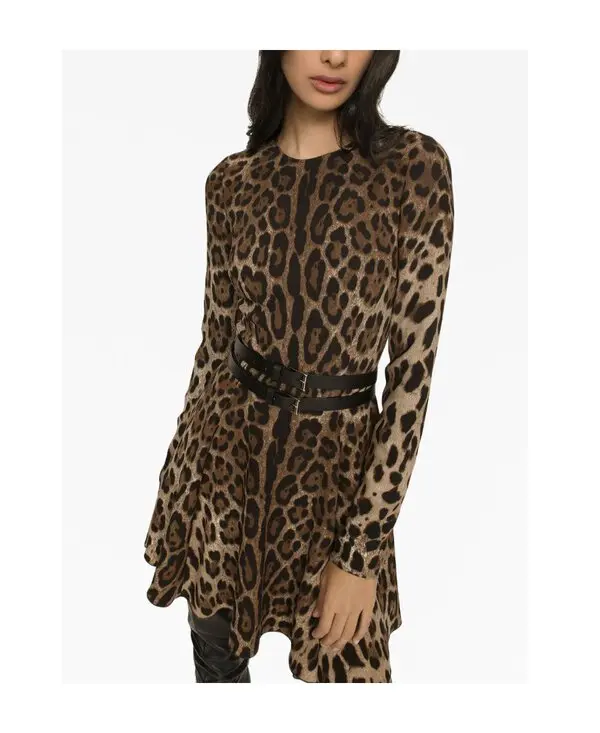 Dolce & Gabbana Leopard Print Mini Dress - Black