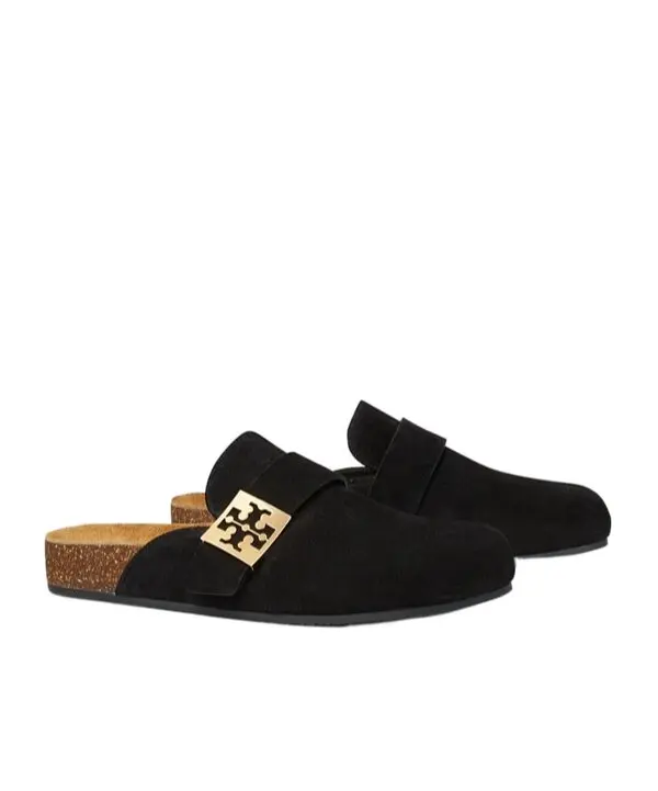 Tory Burch Mellow Logo Buckled Mules - Black
