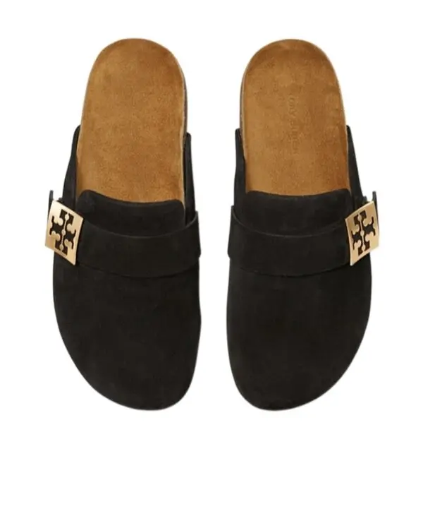 Tory Burch Mellow Logo Buckled Mules - Black