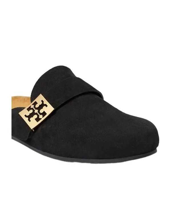 Tory Burch Mellow Logo Buckled Mules - Black