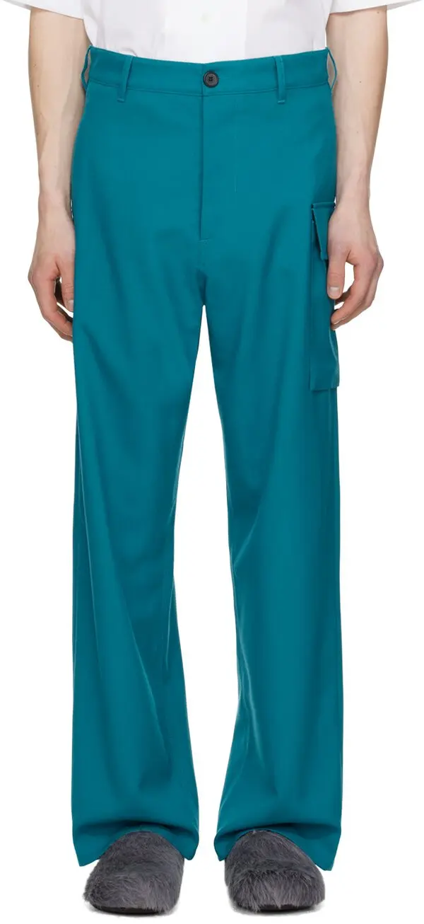 Marni Utility Pocket Mid Rise Trousers - Blue