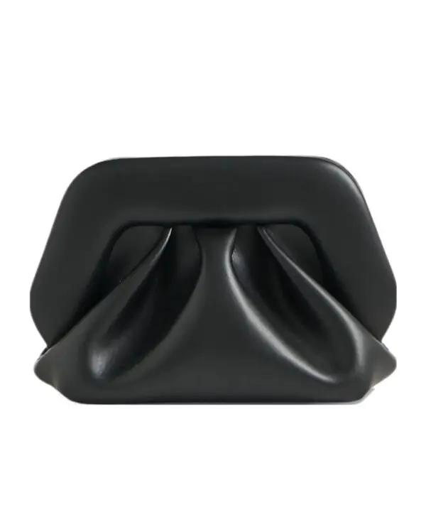 THEMOIRE Small Bios Ruched-top Clutch Bag - Black