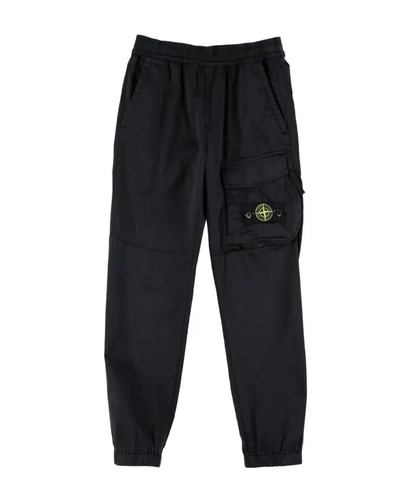 Stone Island Casual Trousers With Logo Patch - Black