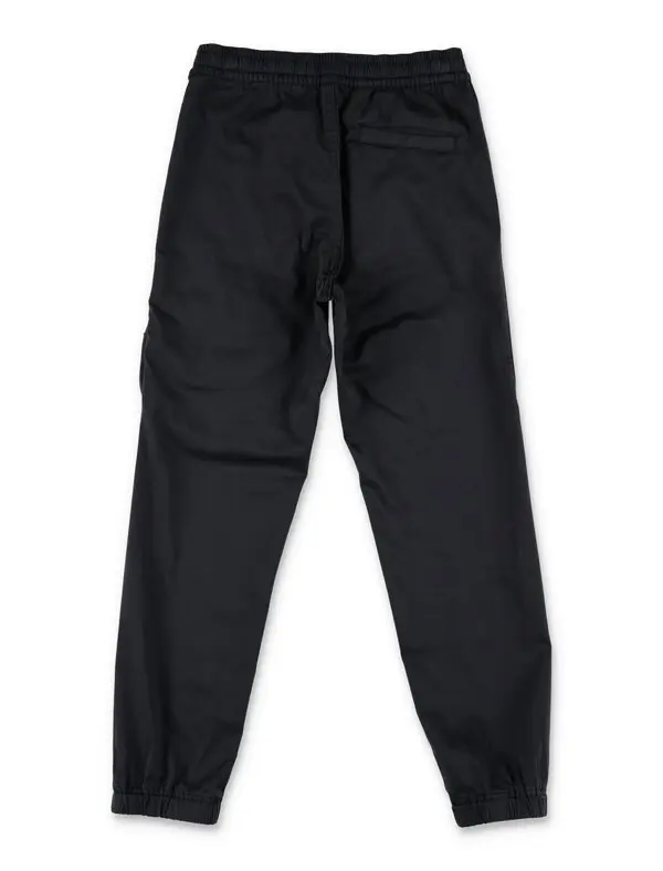 Stone Island Casual Trousers With Logo Patch - Black