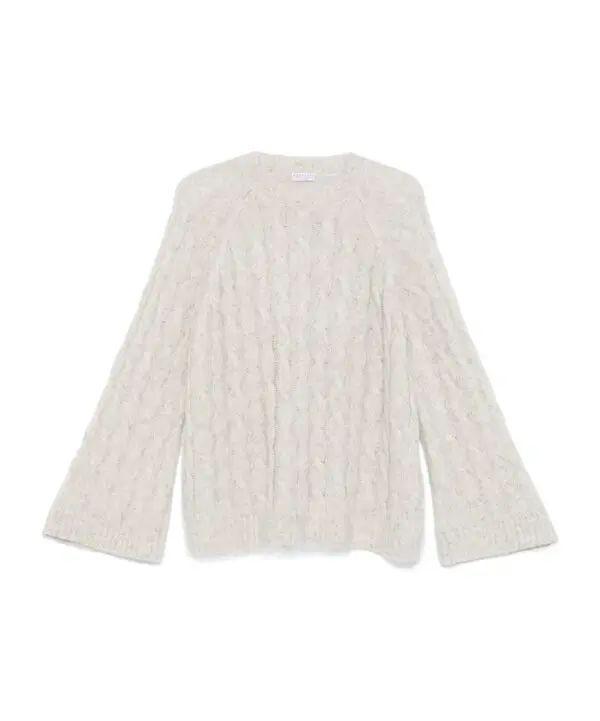 Brunello Cucinelli Cable-knit Crewneck Sweater - Grey