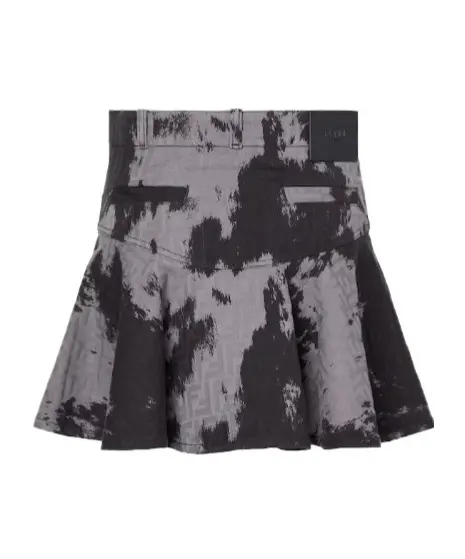Fendi Ff Animalier Jacquard Denim Mini Skirt - Black