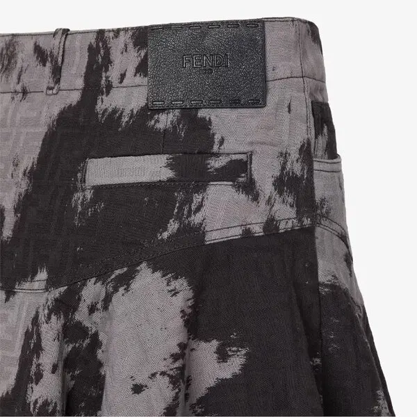 Fendi Ff Animalier Jacquard Denim Mini Skirt - Black