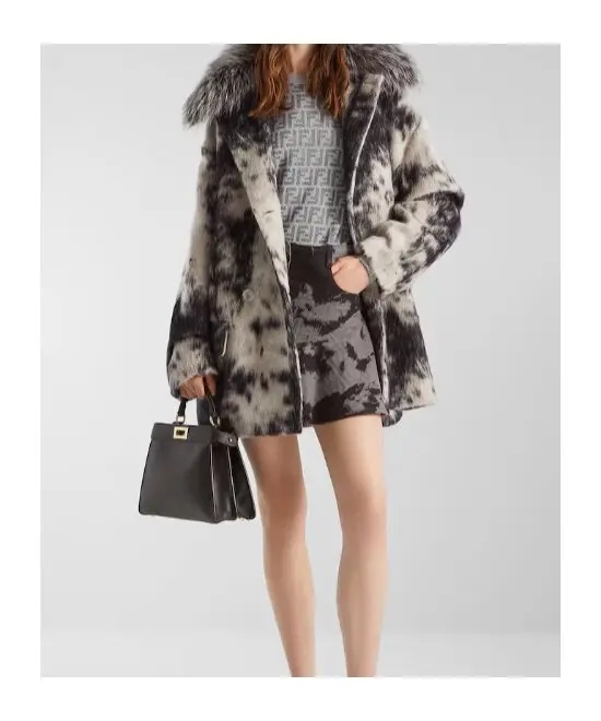 Fendi Ff Animalier Jacquard Denim Mini Skirt - Black
