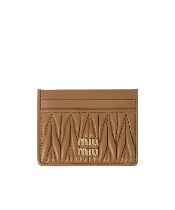 Miu Miu Logo-lettering Cardholder - Caramel