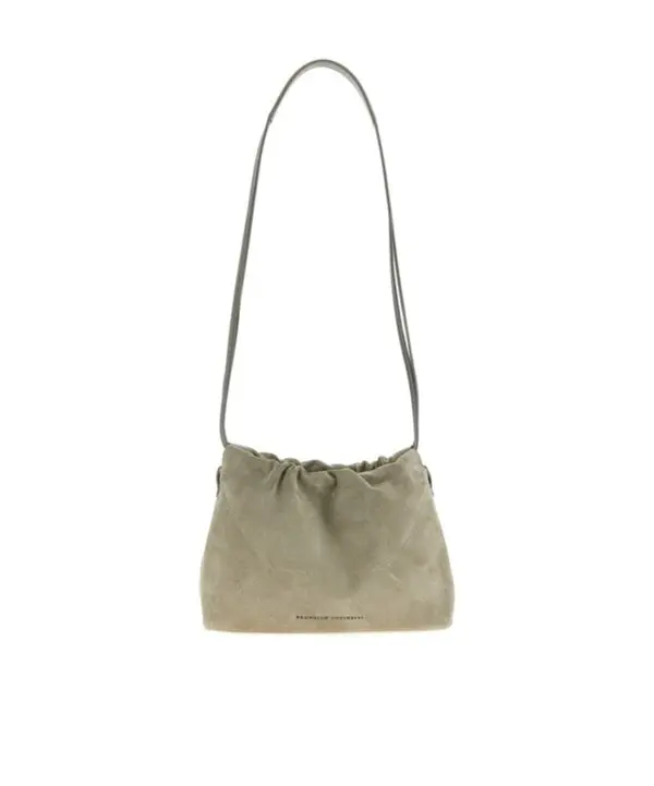 Brunello Cucinelli Suede Pouch Bag With Monile Details - Nude