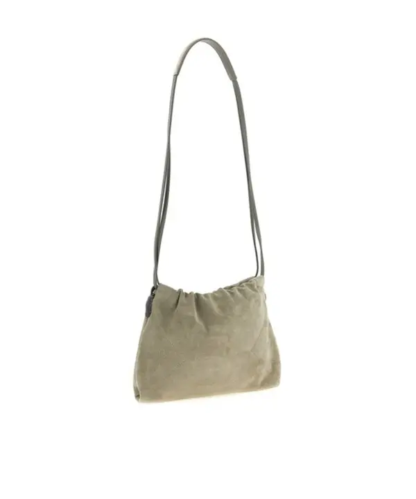 Brunello Cucinelli Suede Pouch Bag With Monile Details - Nude