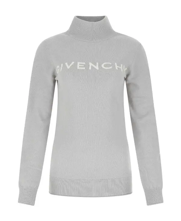 Givenchy High Neck Logo Sweater - Gray
