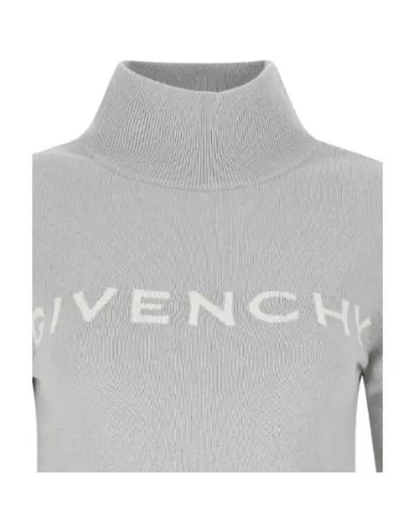 Givenchy High Neck Logo Sweater - Gray