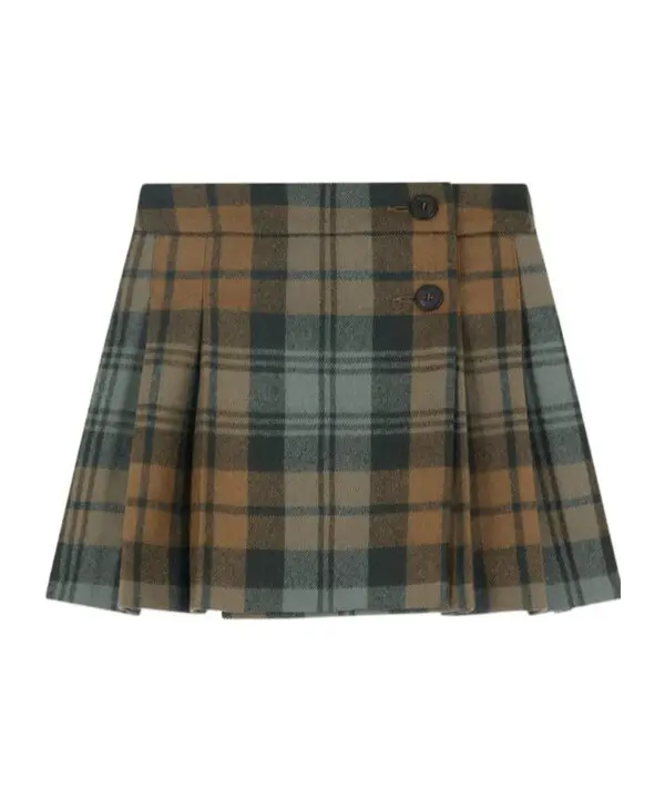 Bonpoint Pleated Checked Kilt Skirt - Black