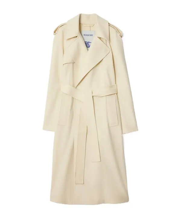 Burberry Mid-length Wrap Coat With Shoulder Embellishments - Candlelight Color