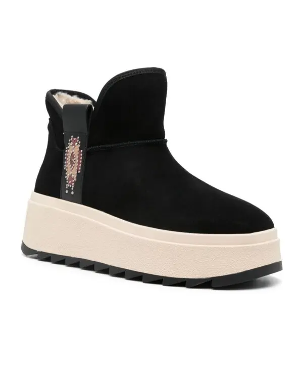 Ash Round-head Short Boots - Black
