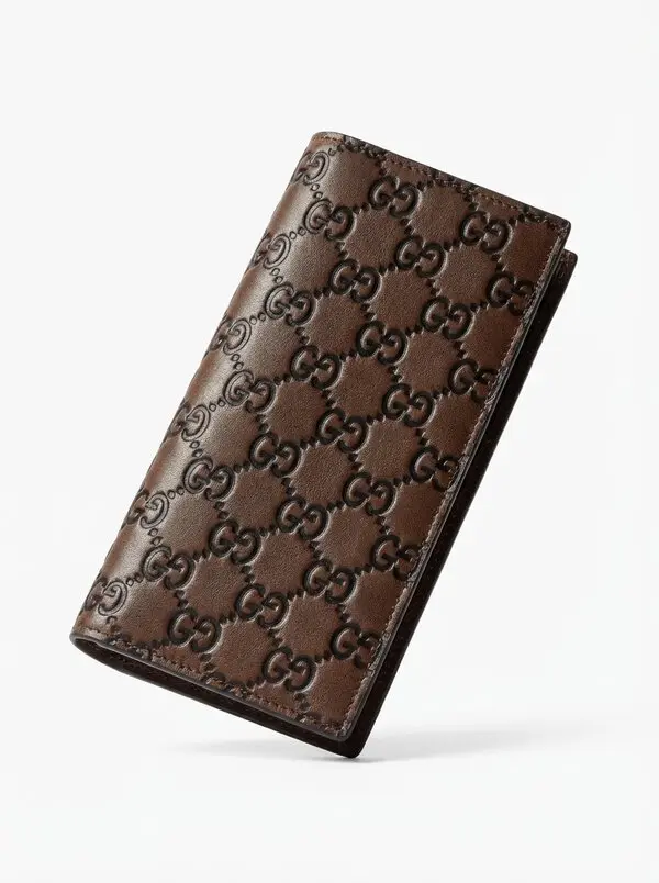 Gucci Gg Emblem Long Wallet - Brown And Black