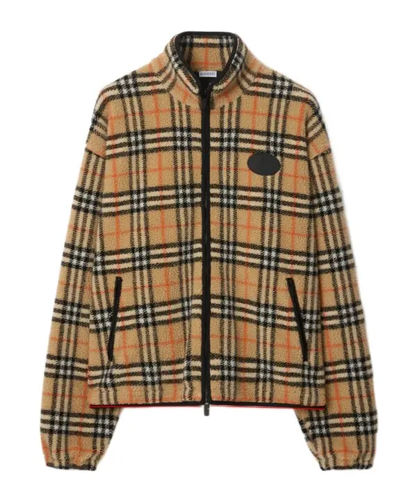 Burberry Checked Zip-up Fleece Jacket - Multicolor