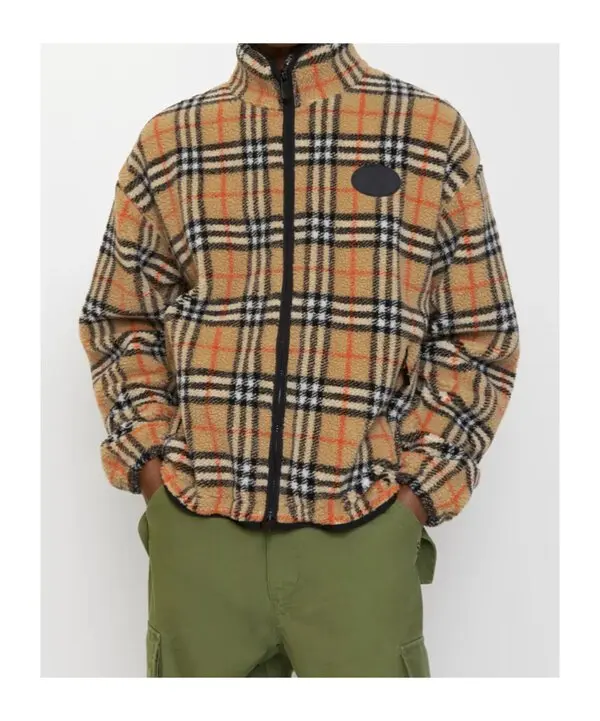 Burberry Checked Zip-up Fleece Jacket - Multicolor