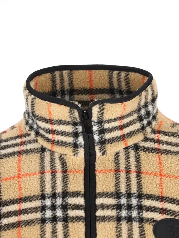 Burberry Checked Zip-up Fleece Jacket - Multicolor
