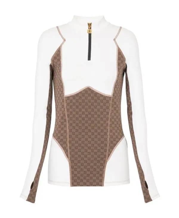 Balmain Mini Monogram Technical Top - Brown