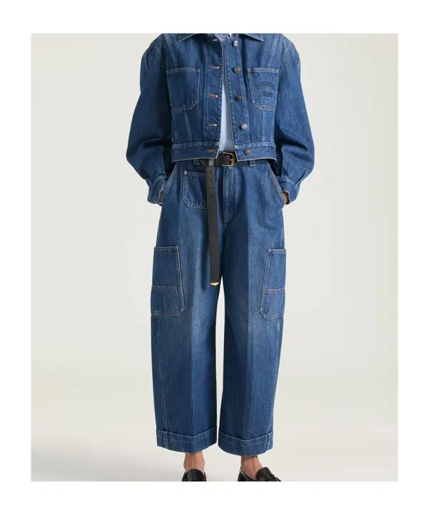 Givenchy Cropped Utility Denim Jeans - Medium Blue