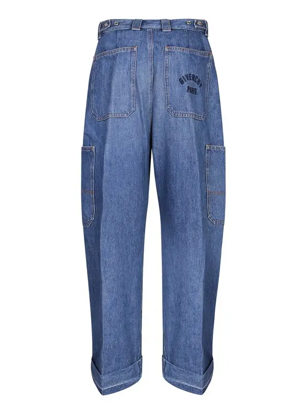 Givenchy Cropped Utility Denim Jeans - Medium Blue