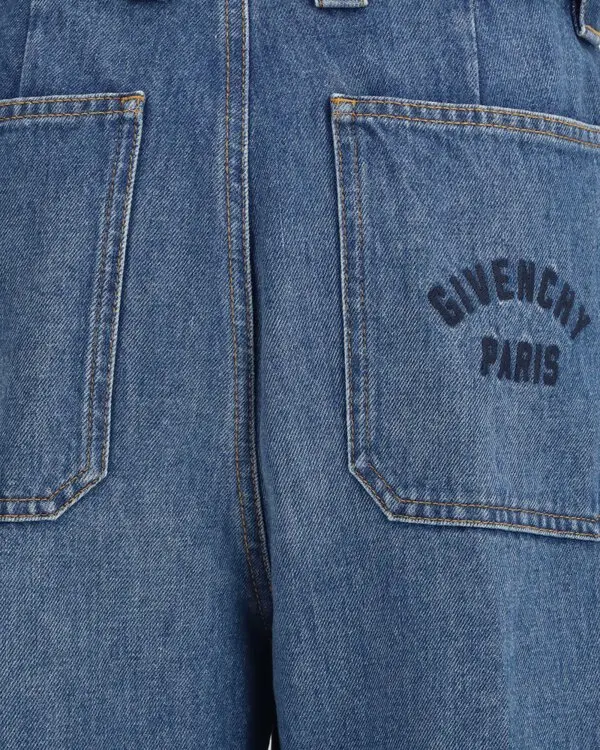 Givenchy Cropped Utility Denim Jeans - Medium Blue