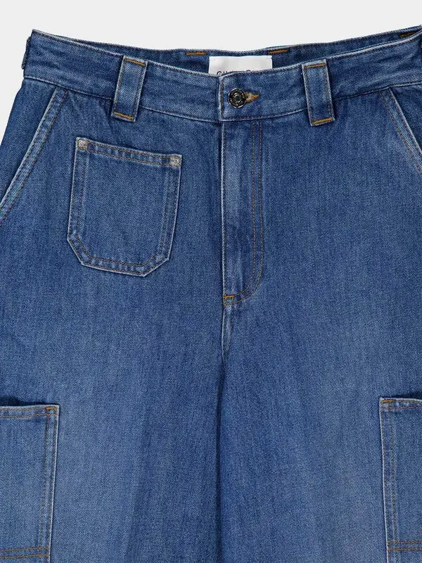 Givenchy Cropped Utility Denim Jeans - Medium Blue