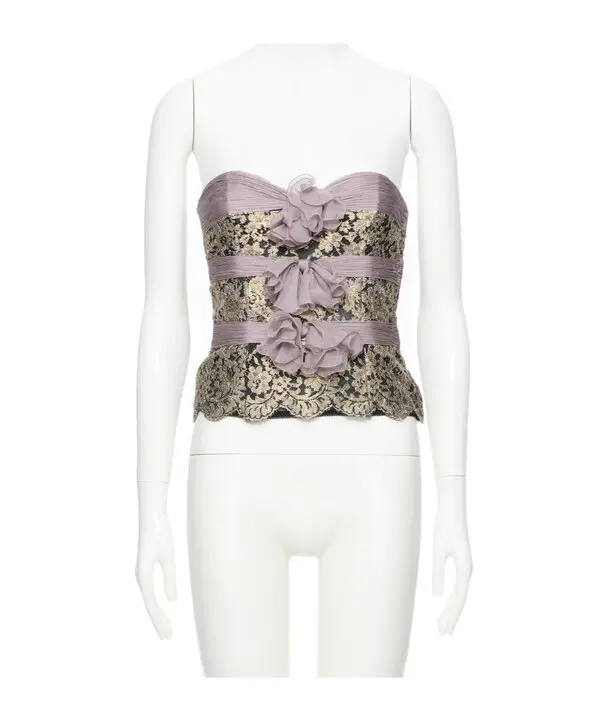 Valentino Garavani Strapless Bow Detailed Top - White