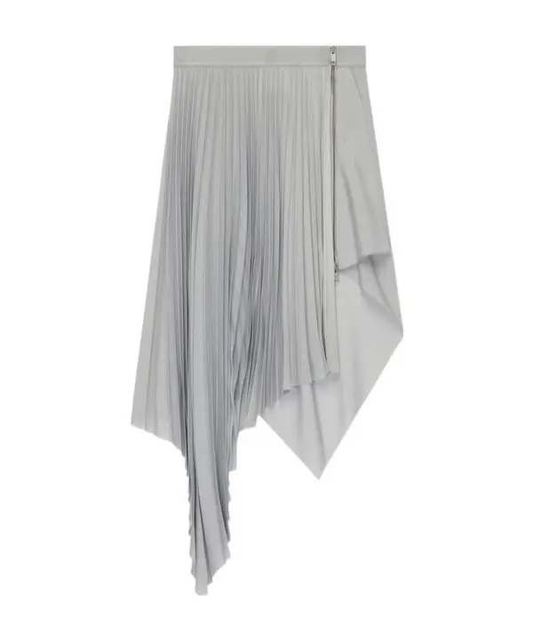 Givenchy Asymmetrical Pleated Skirt With 4g Logo Belt - Cloud Gray