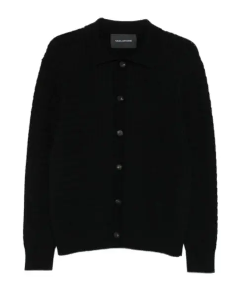 Tagliatore Long-sleeved Cardigan With French Collar - Black