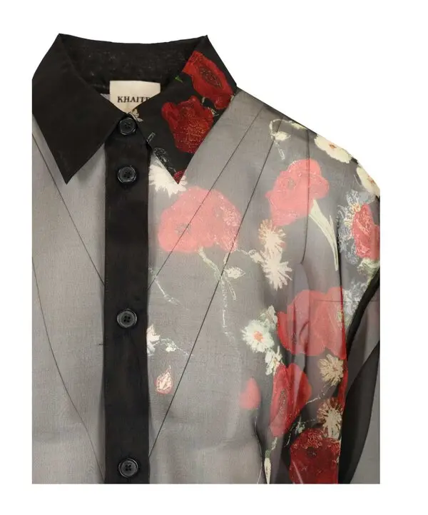 Khaite Floral Printed Long Sleeve Shirt