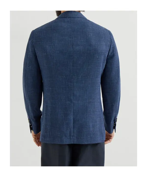 Brunello Cucinelli Prince Of Wales Patch-pocket Blazer - Blue