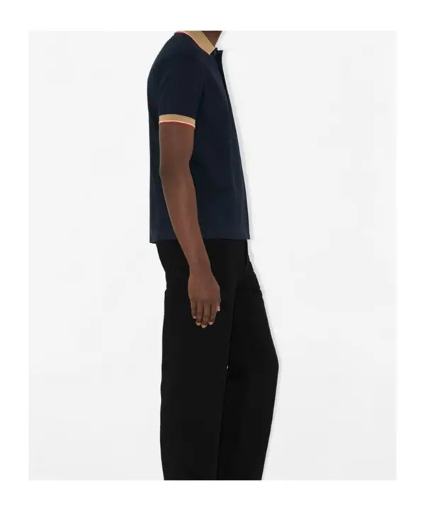 Burberry Logo Collar Cotton Polo Shirt - Navy