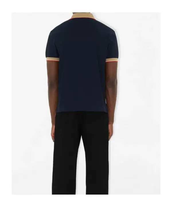 Burberry Logo Collar Cotton Polo Shirt - Navy