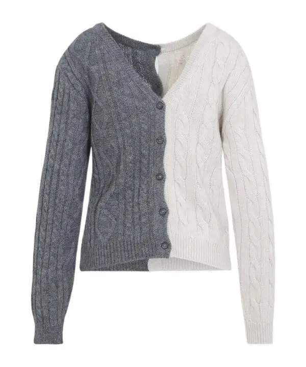 Moschino Cable-knit Two-tone Cardigan - Fantasia Grigio