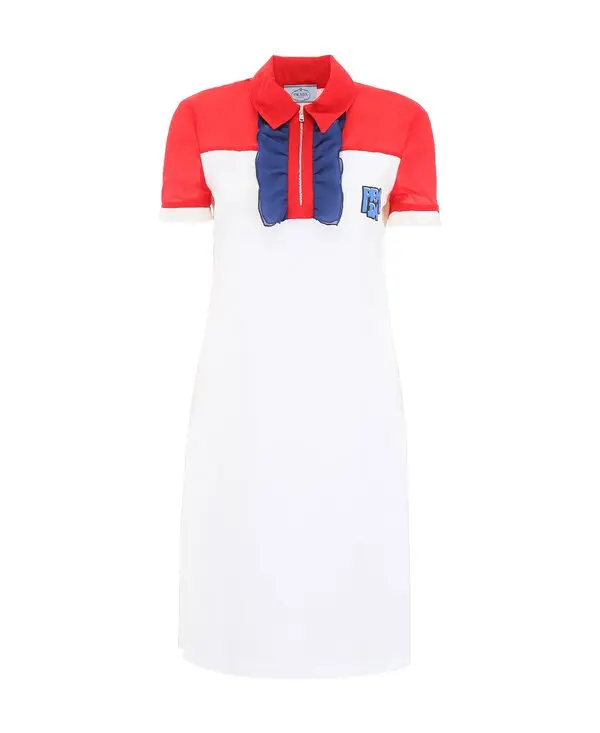 Prada Logo Short Sleeve Dress - White