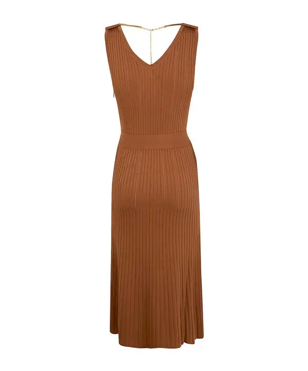 Elisabetta Franchi Embellished Openwork Knitted Midi Dress