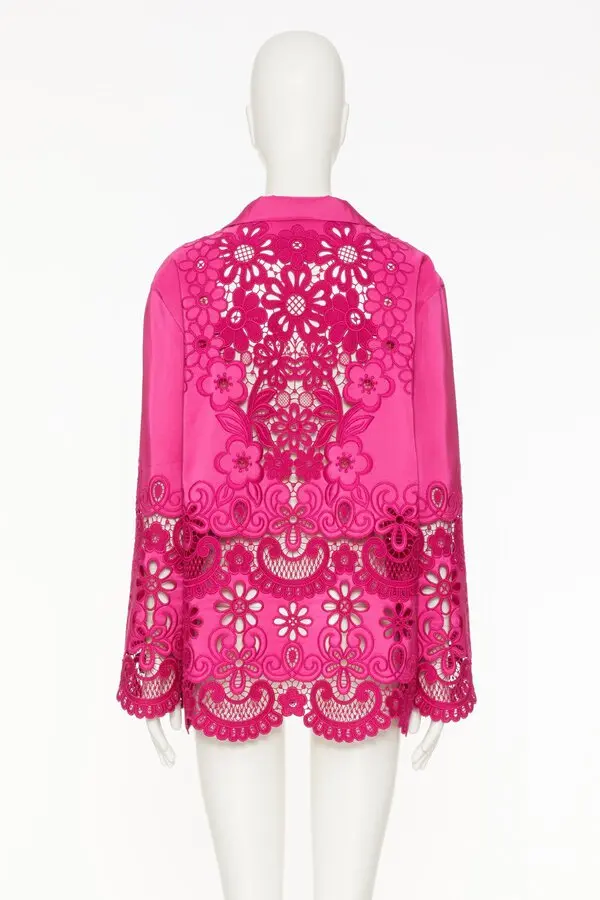 Valentino Garavani Long Sleeve Lapel Neck Embellished Top