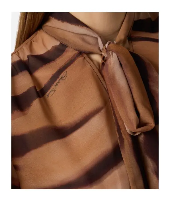 Elisabetta Franchi Printed Chiffon Blouse With Tie Detail