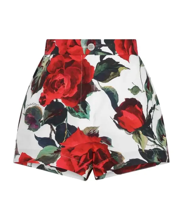 Dolce & Gabbana Rose Print High-waisted Shorts