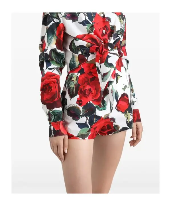 Dolce & Gabbana Rose Print High-waisted Shorts
