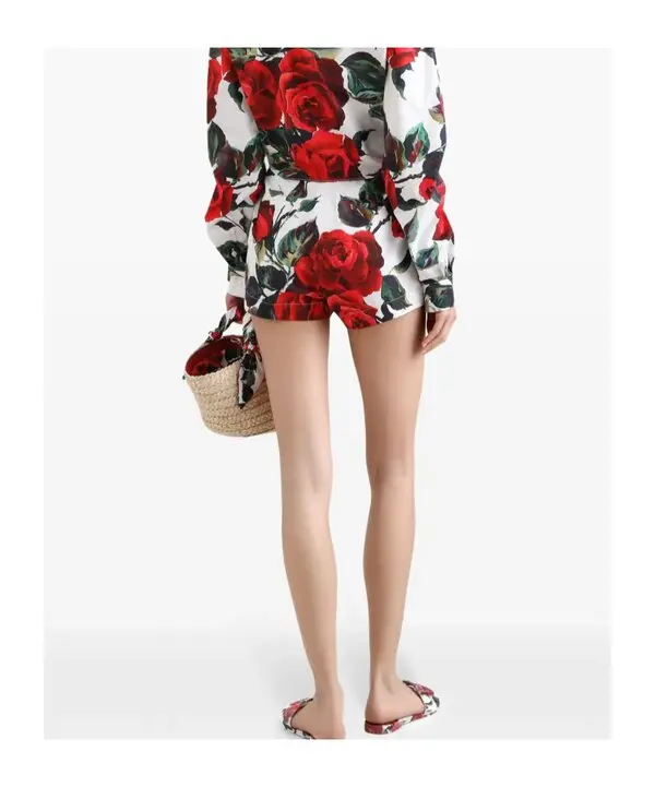 Dolce & Gabbana Rose Print High-waisted Shorts