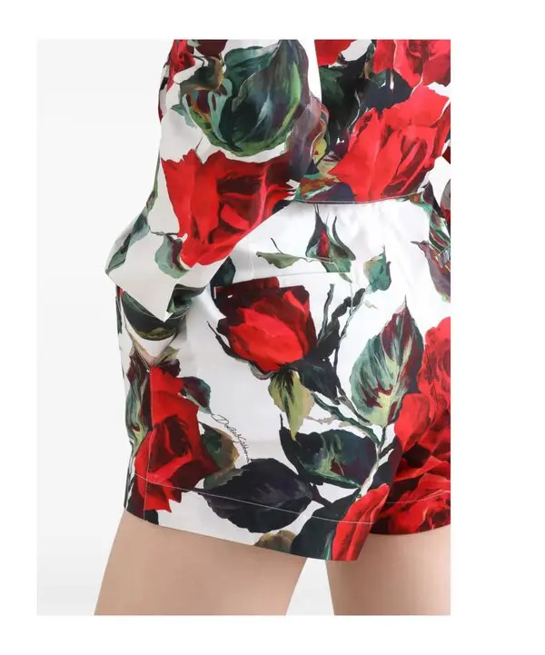 Dolce & Gabbana Rose Print High-waisted Shorts