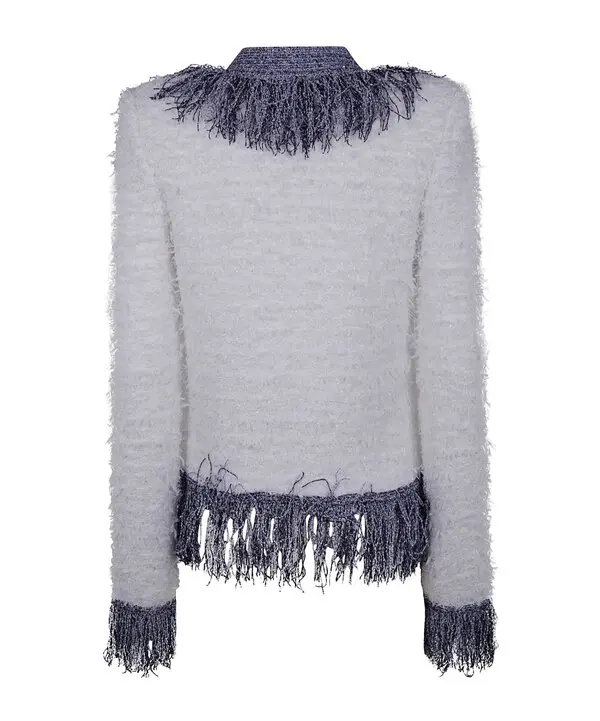 Balmain Long Sleeve Fringed V-neck Jacket