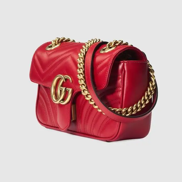 Gucci Gg Marmont Matelassé Mini Shoulder Bag - Red